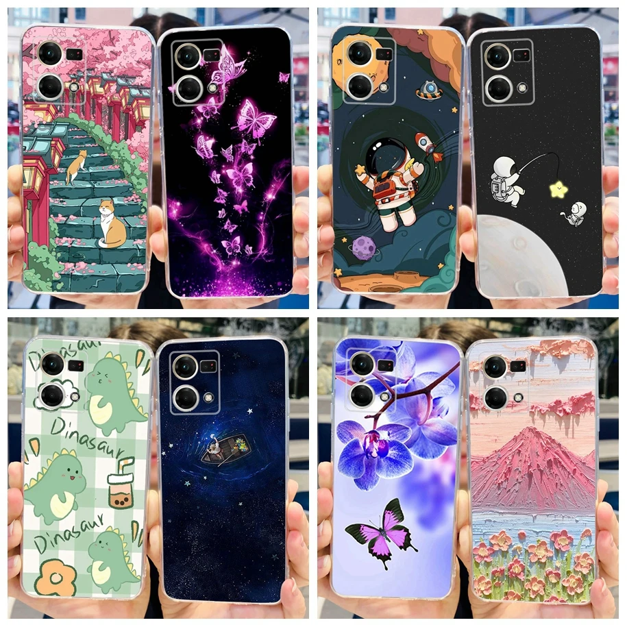 For-OPPO-Reno-8-4G-Case-CPH2359-Phone-Back-Cover-Stylish-Flower ...