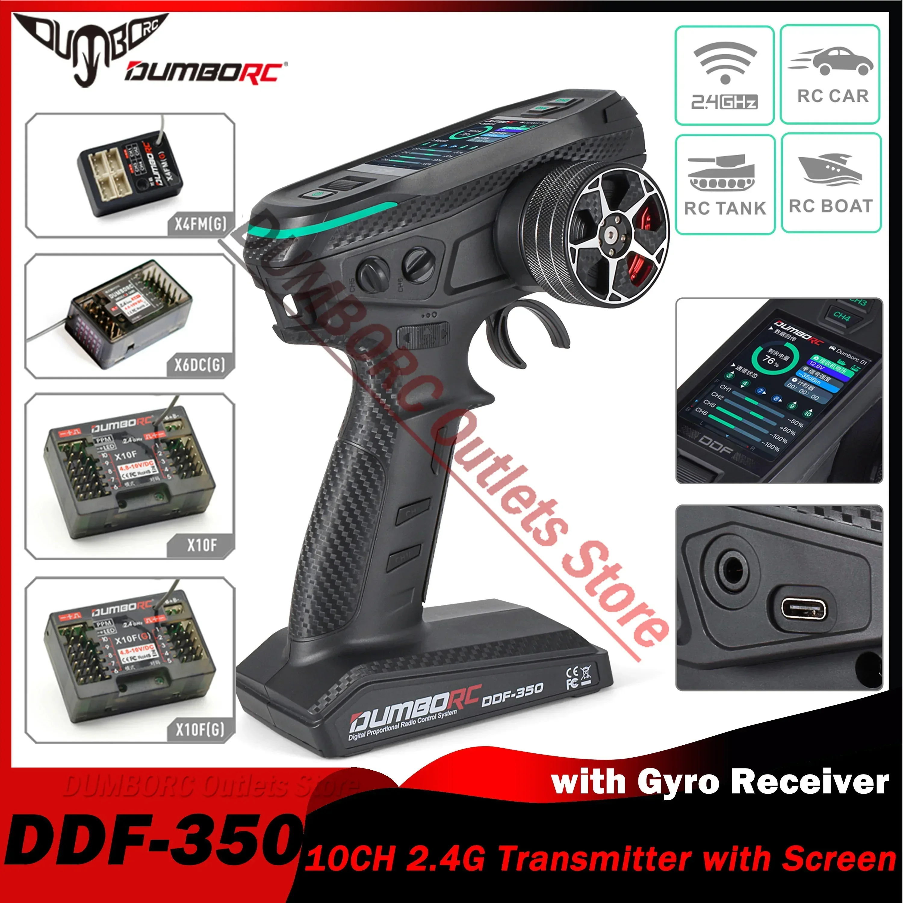 DUMBORC-DDF-350-10CH-RC-Remote-Controller-2-4Ghz-Digital-Radio ...