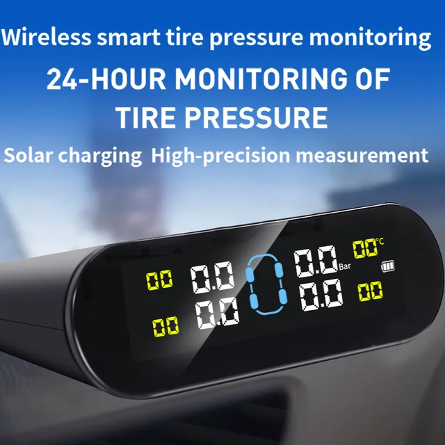 Solar Smart TPMS Car Tire Pressure Alarm Monitor System with 4 Wheel ...