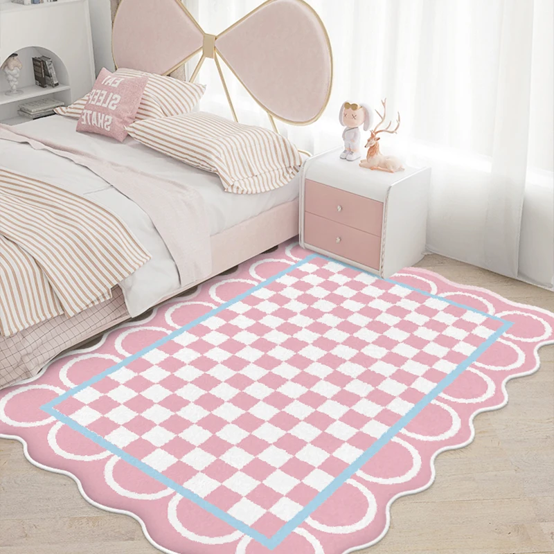 Checkerboard carpet cute plaid irregular IG girly rugs large area ...