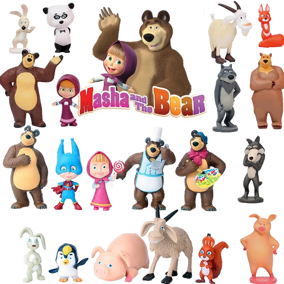 10-Pcs-Masha-and-the-Bear-Action-Figure-Anime-Model-Cartoon-Toys-For ...
