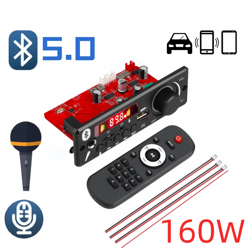 160W-Amplifier-Bluetooth-MP3-Decoder-Board-2-80W-12V-DIY-MP3-Player-Car ...