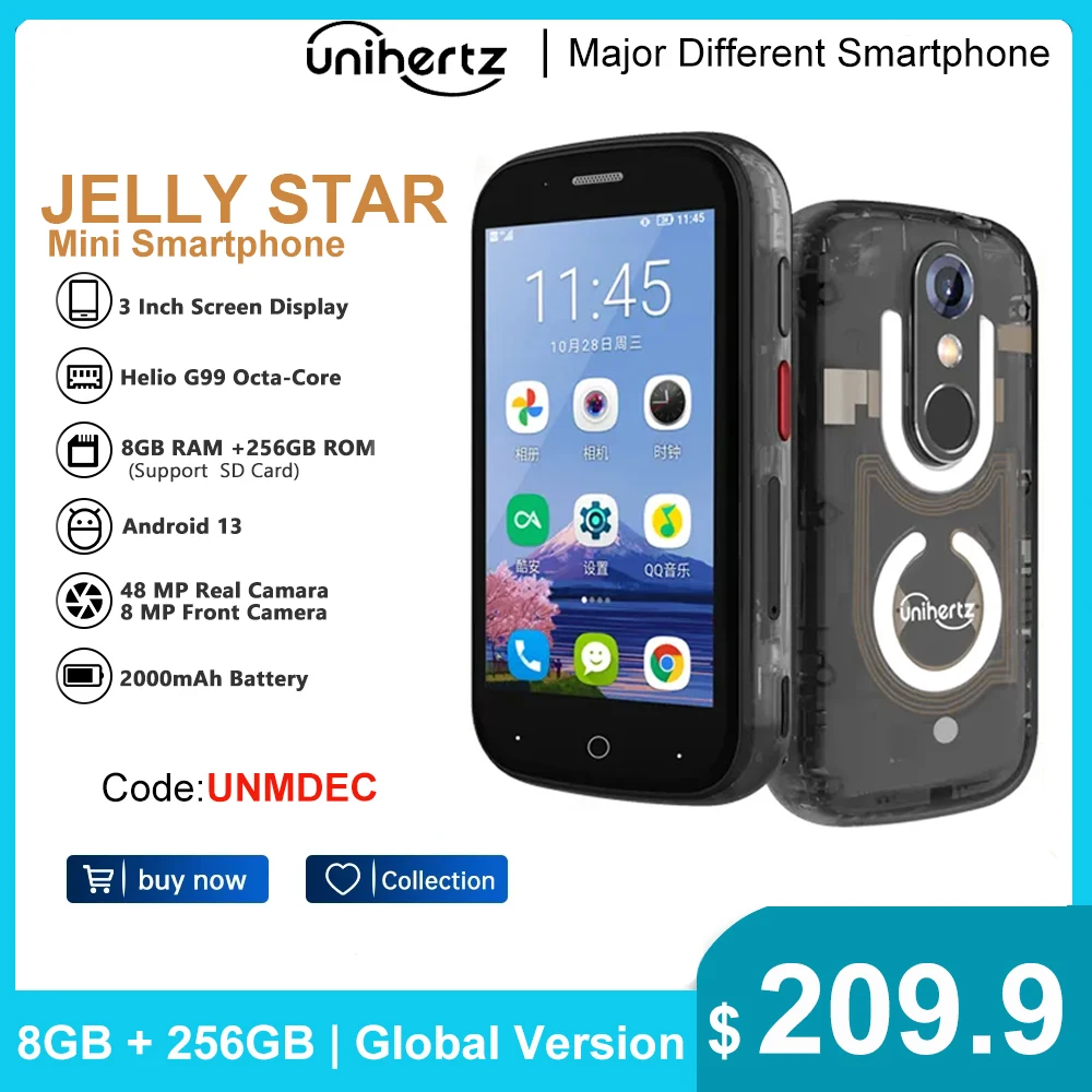 Unihertz-Jelly-Star-Mini-Smartphone-Android-13-8GB-256GB-Led-Light ...