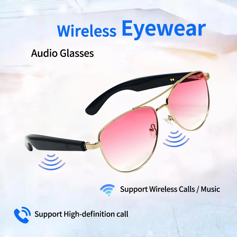 Óculos inteligentes bluetooth toque inteligente música câmera remota ...