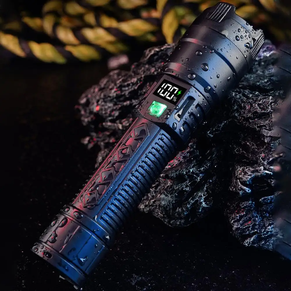 High-Power-Led-Flashlights-2000LM-Tactical-With-Display-Hand-Light-USB ...