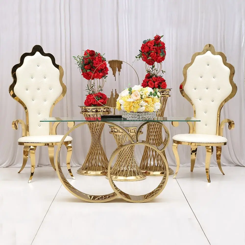 Hotel luxury specially designed furniture stainless steel gold wedding ...