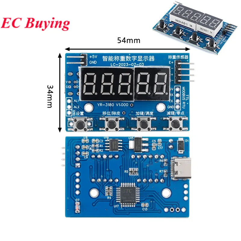 HX711-Load-Cell-AD-Weight-Pressure-Sensor-AD-Module-Display-24-bit ...