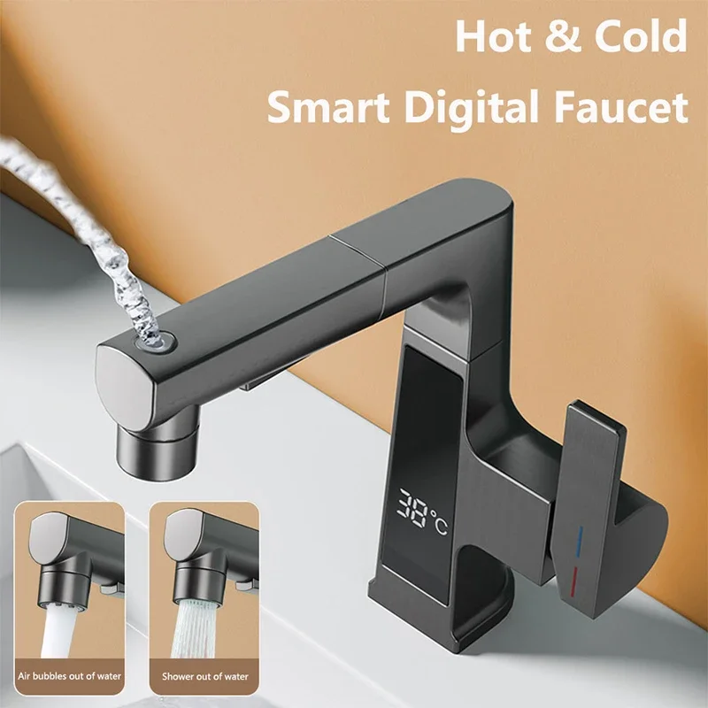 Digital-Display-Pulling-Faucet-Intelligent-Temperature-Sensor-Brass ...