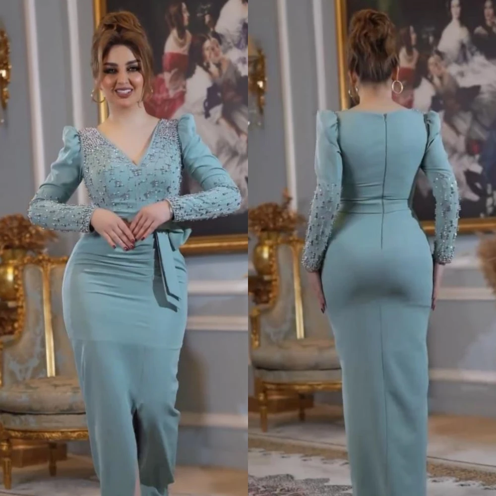 Messit-Robes-de-soir-e-charmeuse-l-gantes-simples-gaine-col-en-V-perles ...