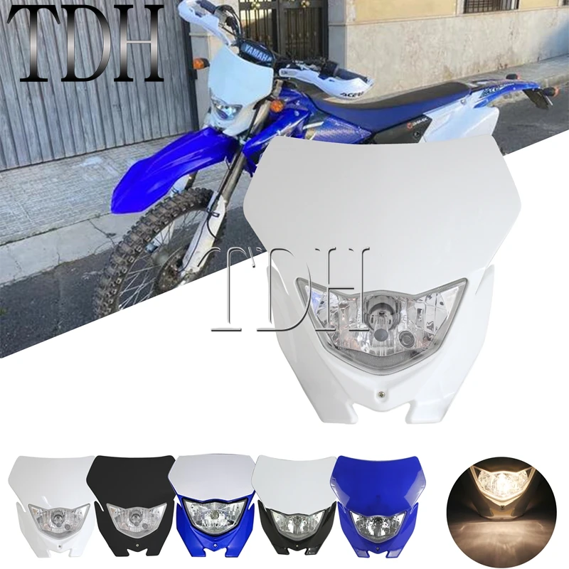 Motorcycle Headlight White Head Lamp Motocross Dirt Bike Supermoto For ...