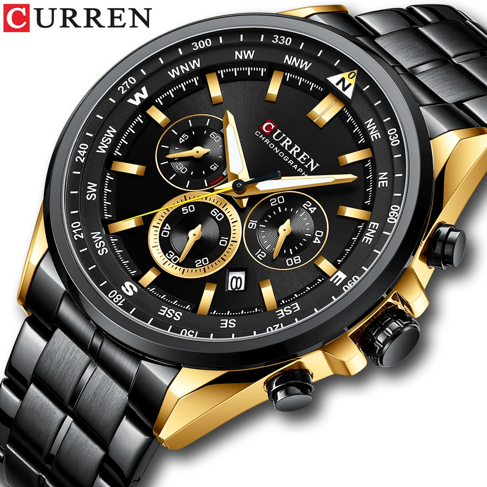CURREN Men Quartz Wristwatches Luxury Brand Sporty Chronograph Watches ...