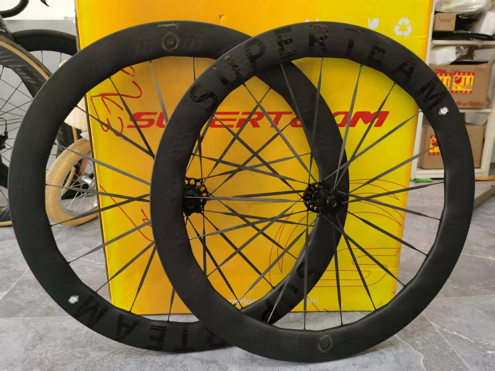 SUPERTEAM Shark fin pro series WHEELS 700C Road Carbon Fiber Wheelset ...