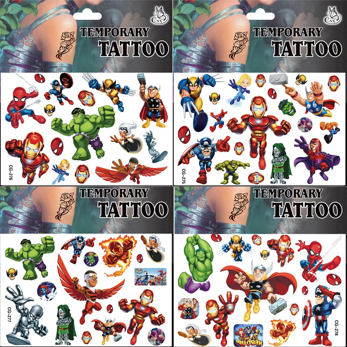 Gifts Children Super Heroes | Tattoo Stickers Kids Spiderman - Marvel ...