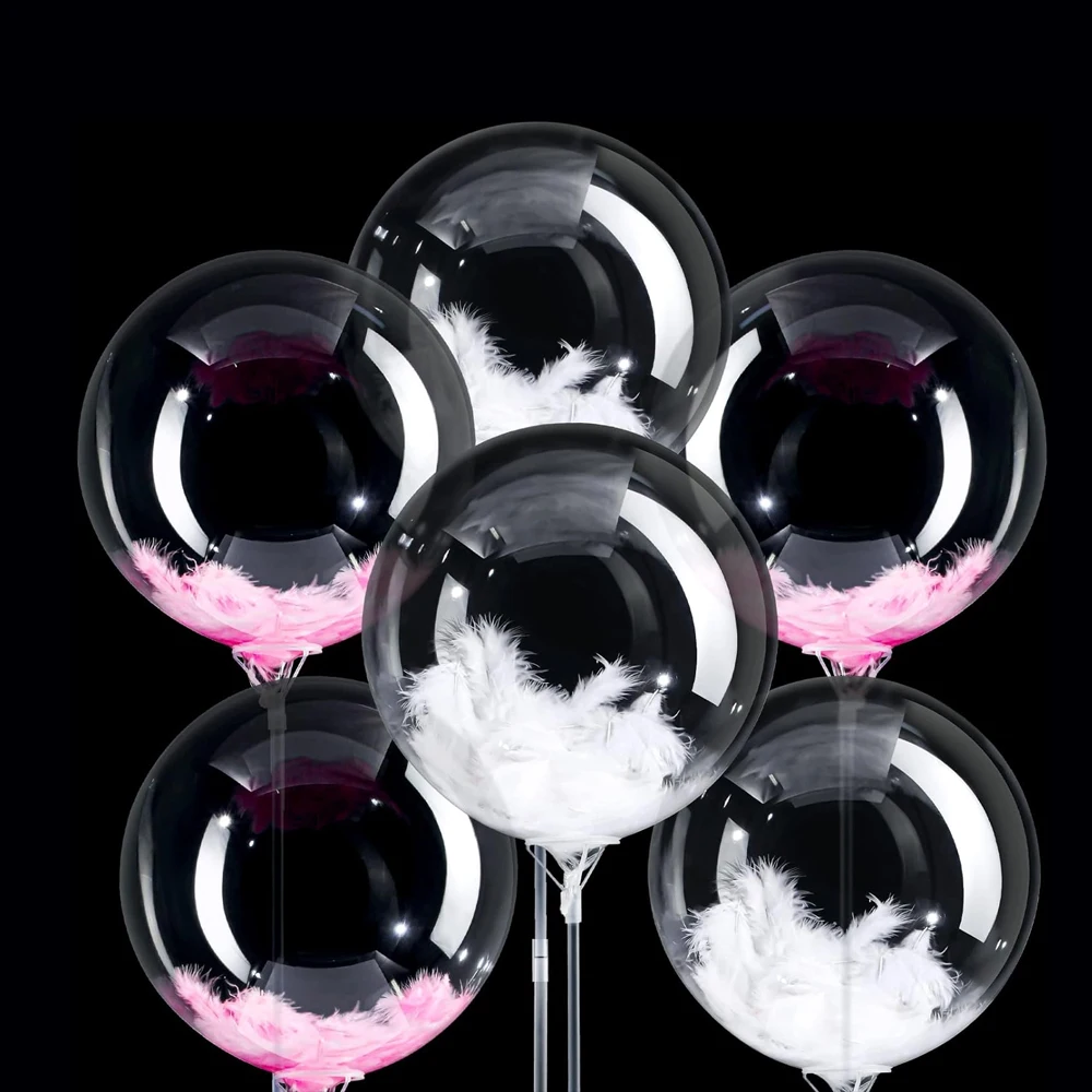 50Pcs-pack-Colorful-Natural-Feathers-for-Transparent-Balloons-Pink ...
