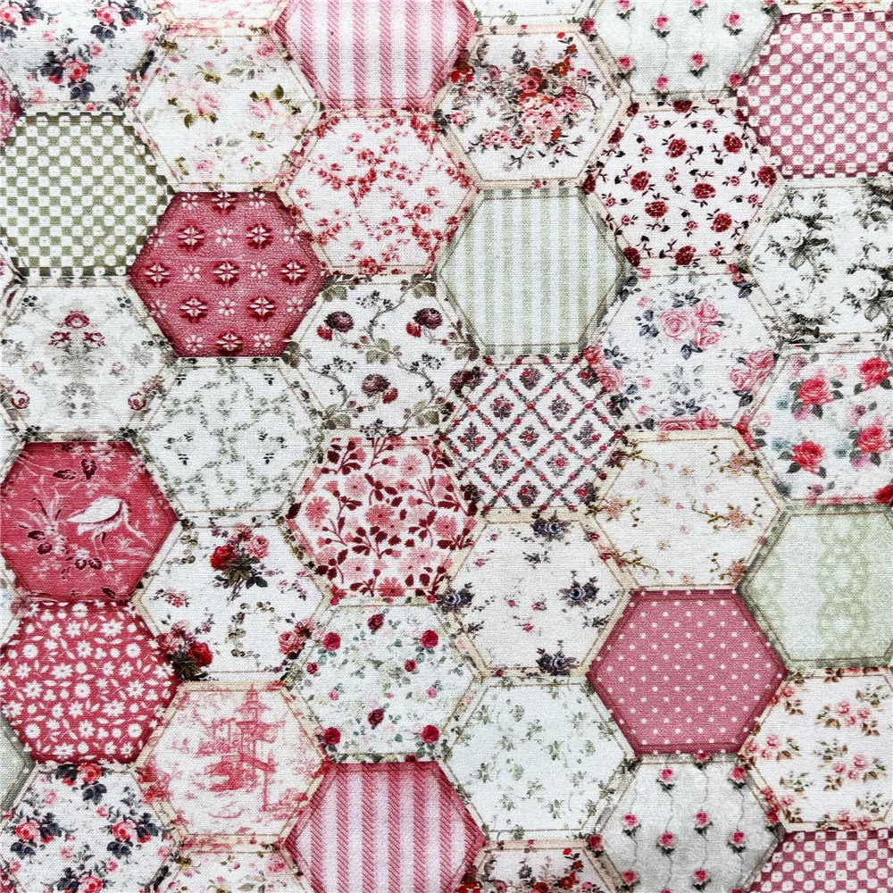 Vintage Pink Floral Grandma Patchwork 100% Cotton Fabric Brand Flowers ...