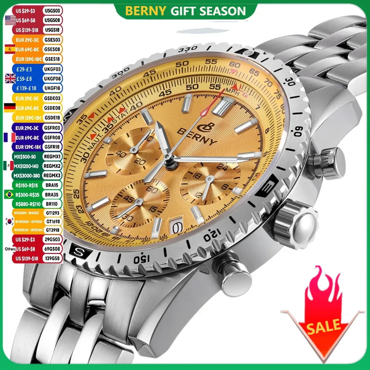 Relojes-BERNY-Pilot-para-hombre-reloj-cron-grafo-de-cuarzo-zafiro-acero-inoxidable-superluminoso ...