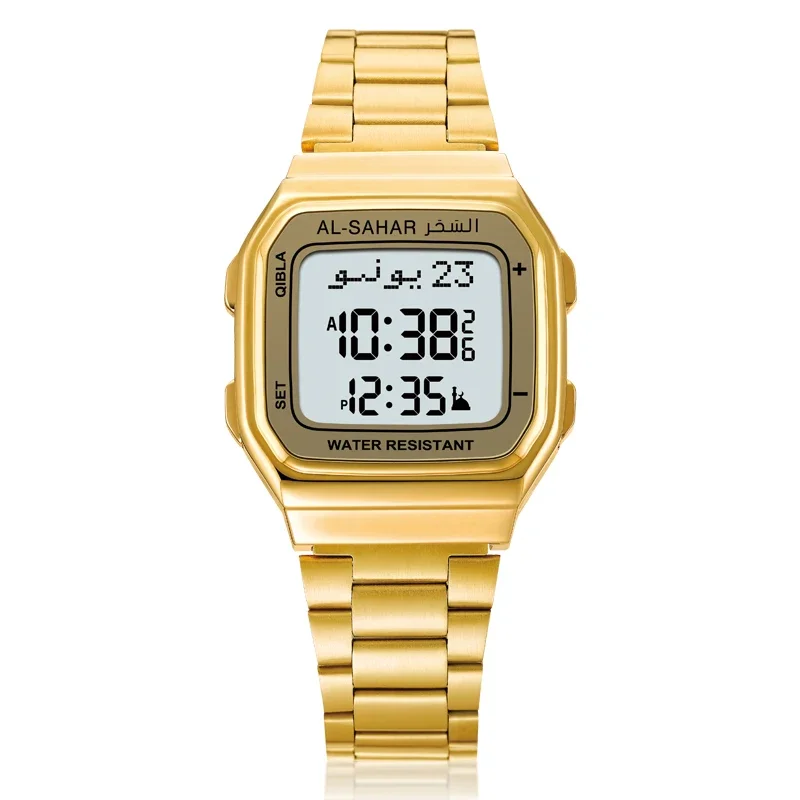 Azan-Digital-Watch-for-Men-Qibla-Timepiece-Dire-o-de-B-ssola-Tempo-de ...