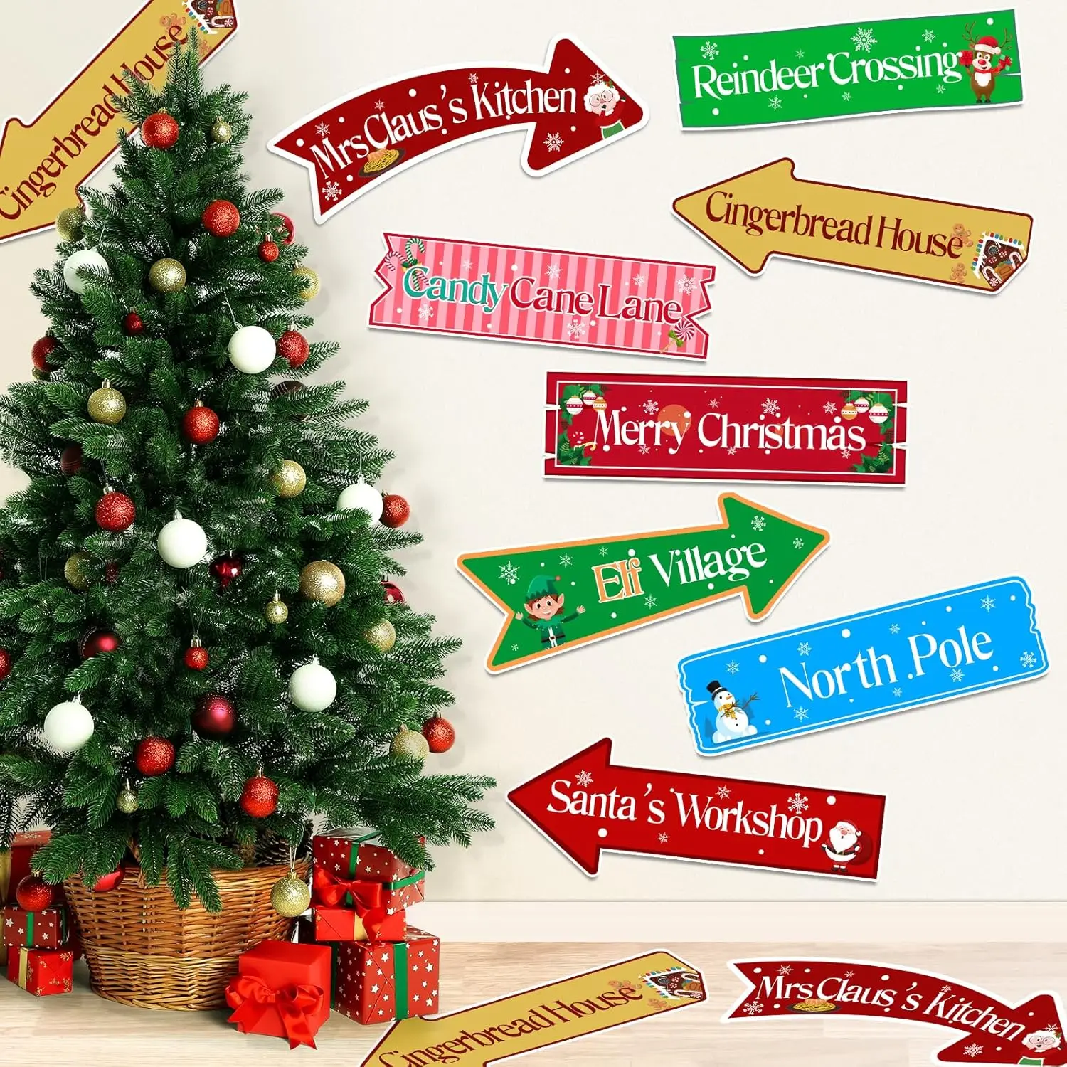 16Pcs-Christmas-Party-Street-Directional-Signs-Stickers-Xmas-Arrow ...