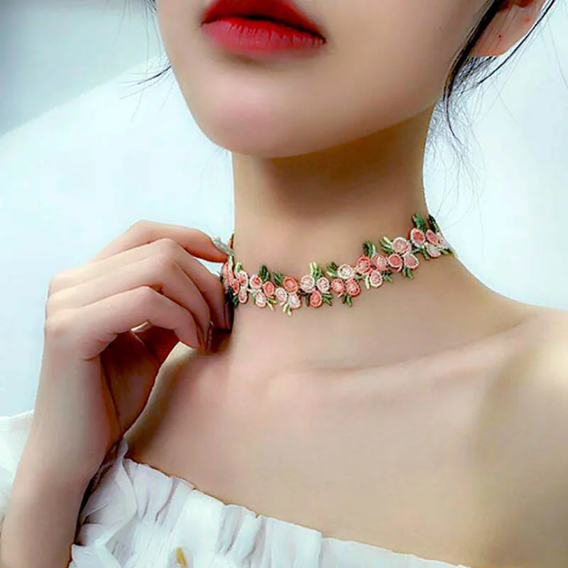 Multi-Colours-Girl-Lace-Gothic-Choker-for-Women-Sexy-Fashion-Peach ...