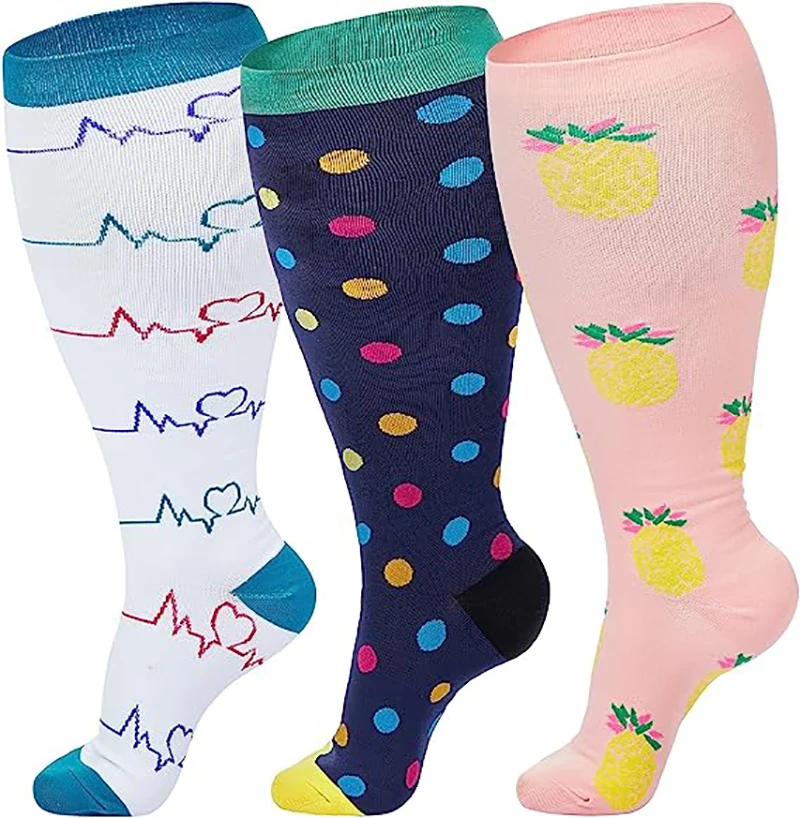 3-6-7-Pairs-Plus-Size-Compression-Socks-Varicose-Veins-Knee-High-Anti ...