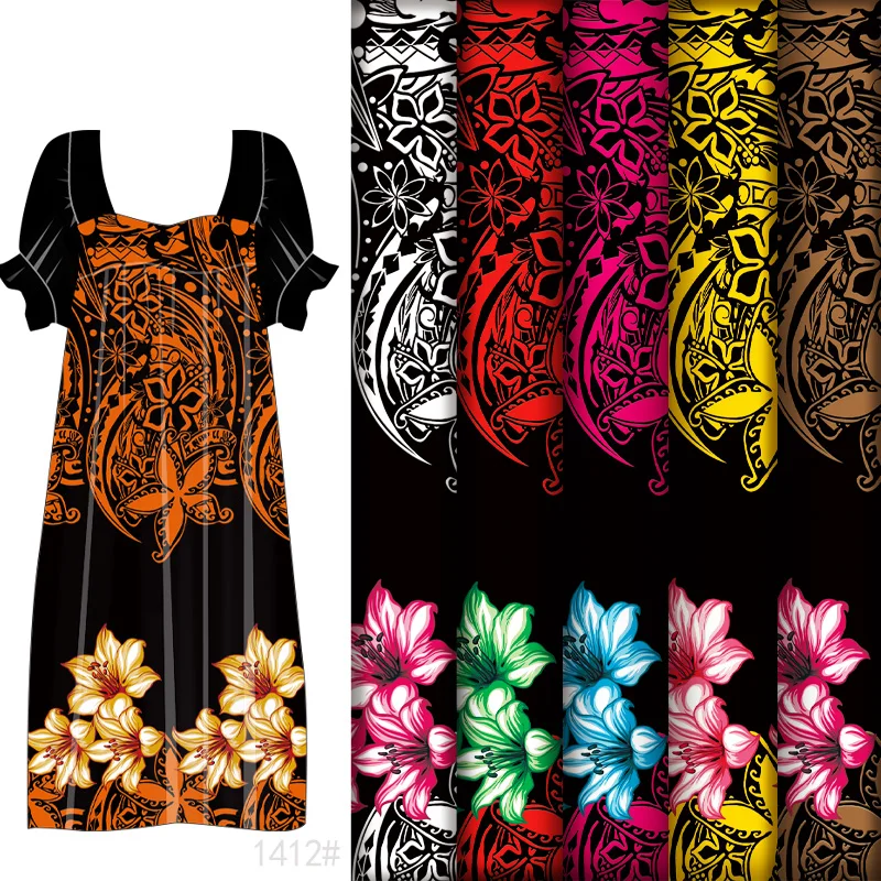 Digit Print Fabric Design Polyester Floral Printed Micronesian Skirt ...