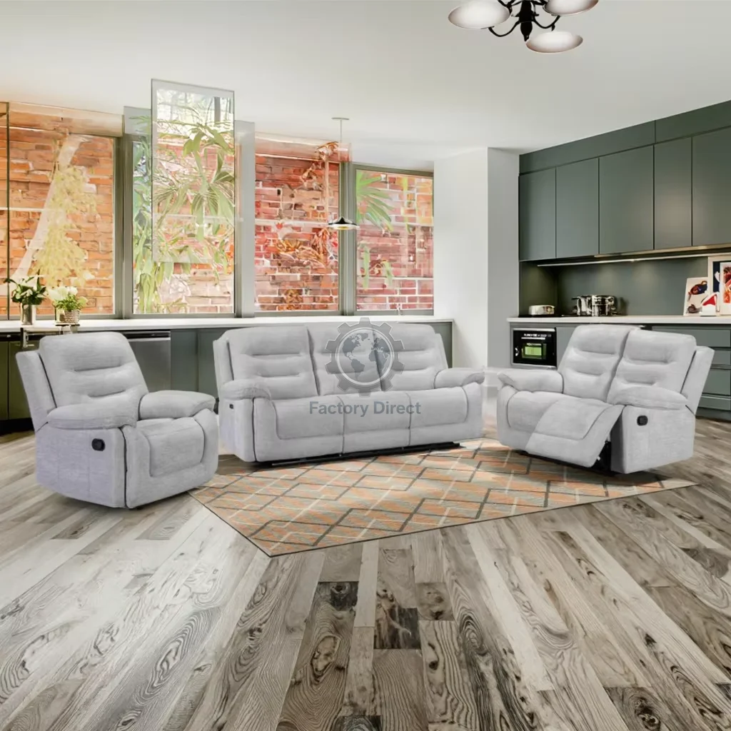 321 Manual Recliner Sofa Set Simple White Chenille Fabric Recliner ...