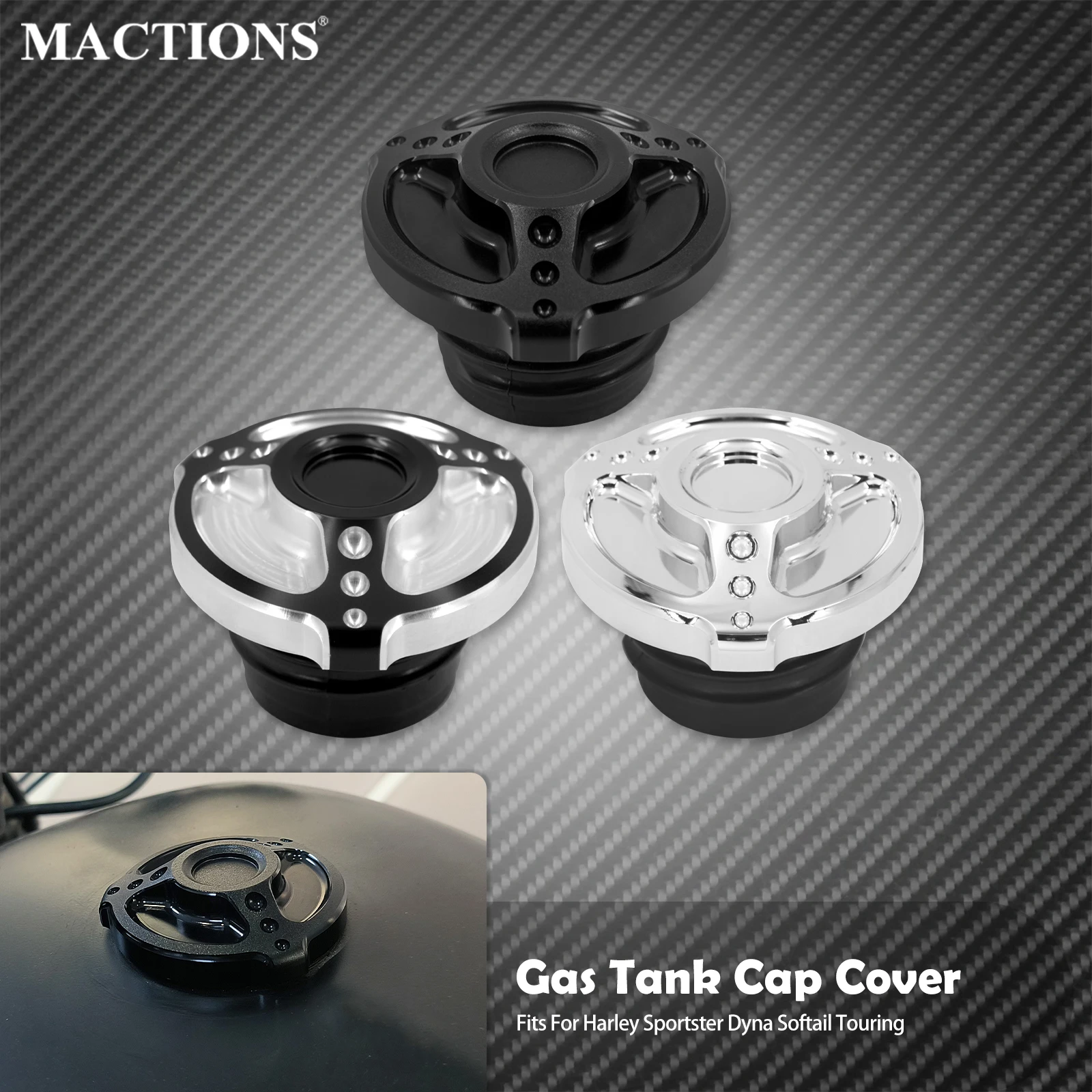 Vented Motorcycle Oil Gas Cap Fuel Gas Tank Cover For Harley Touring ...