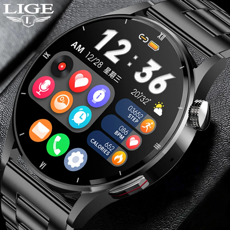 LIGE reloj inteligente para hombre y mujer, accesorio de pulsera resistente al agua con control ...