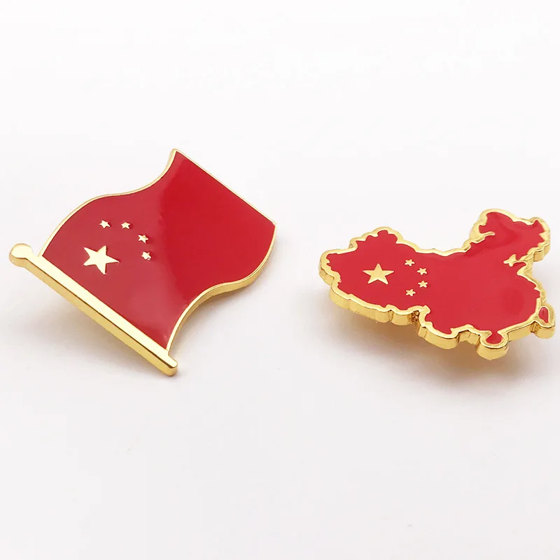 Love China Chinese Map Flag Brooch Five-pointed Star Badges Pins ...