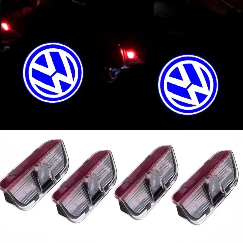 4X LED Car Door Logo Projector Light Accessories for VW R Golf 5 6 7 ...