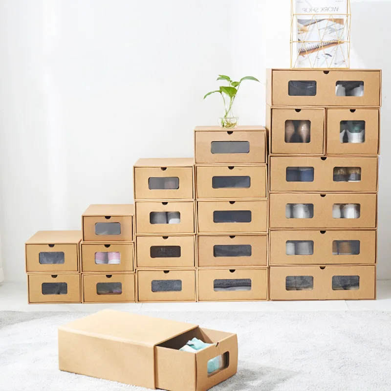 NEW-Kraft-Paper-Shoe-Boxes-DIY-Multifunction-Foldable-Eco-friendly ...