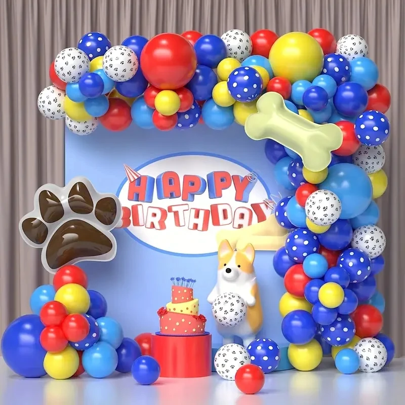 122pcs-Paw-Birthday-Balloons-Garland-Kit-With-Red-Yellow-Blue-Dog-Paws ...