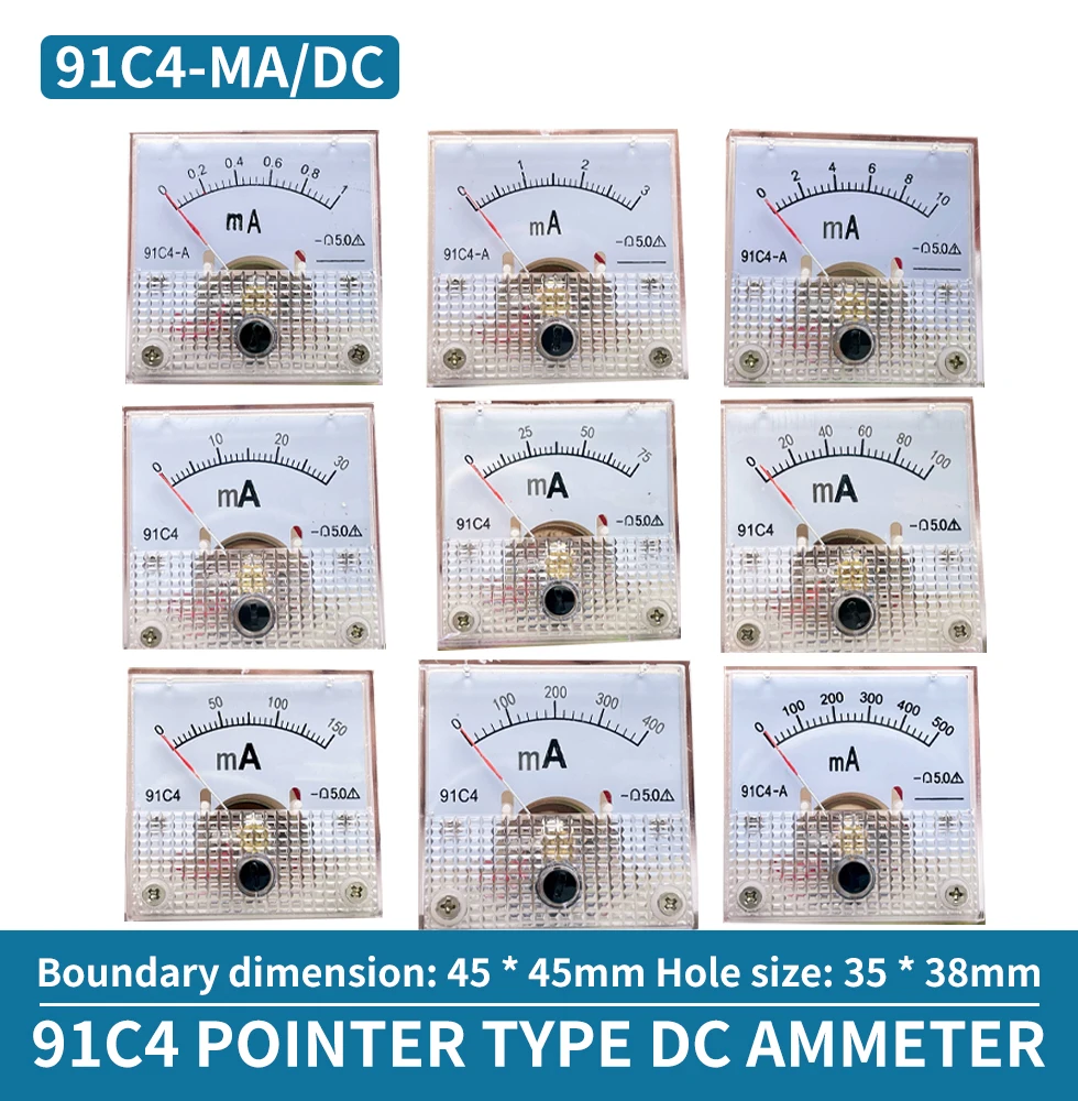 91C4-mA-DC-Pointer-type-milliammeter-1mA-5mA-10mA-50mA-100mA-200mA ...
