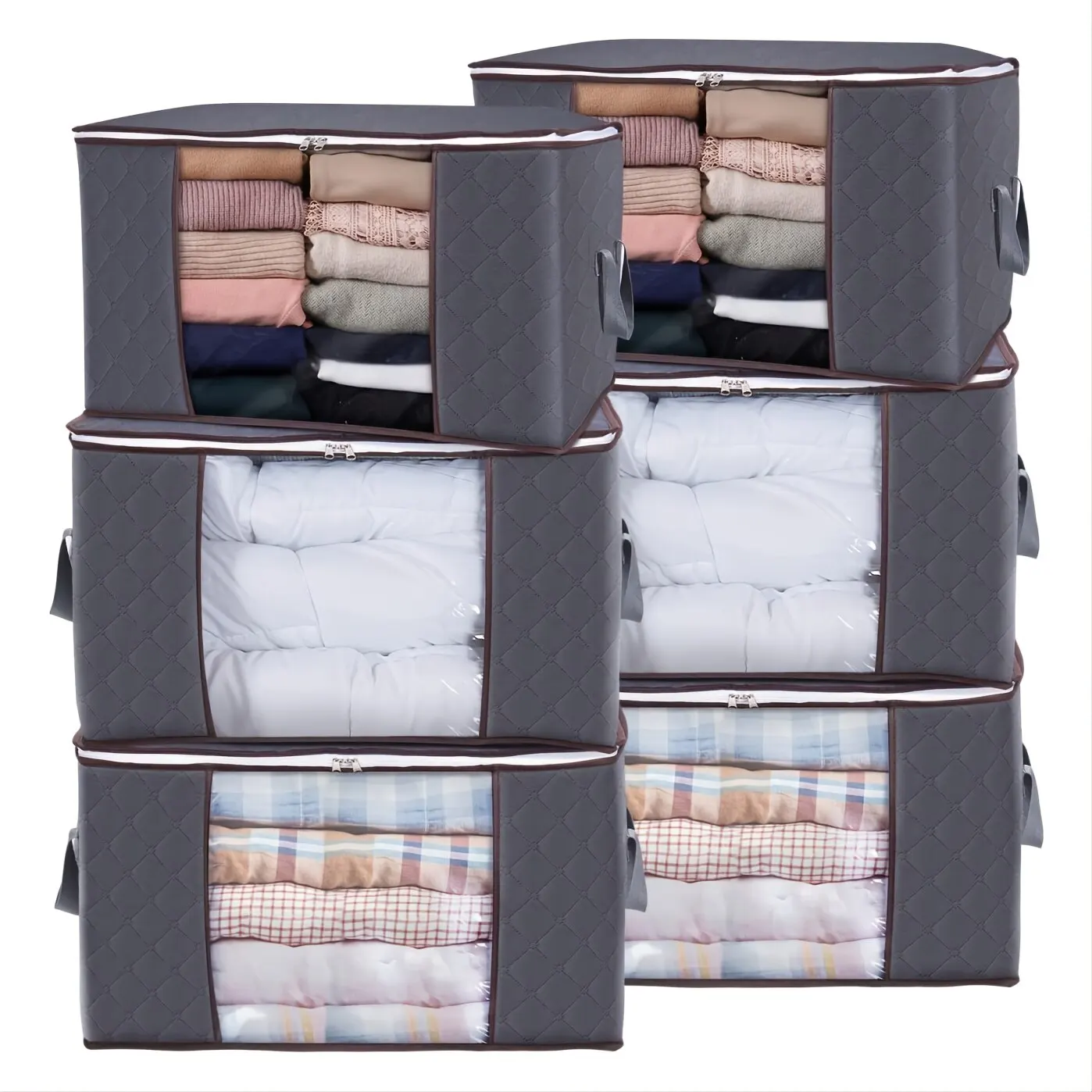 3pcs 6pcs Large Capacity Clothes Storage Bag Organizer With Reinforced ...