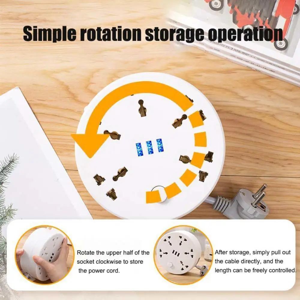 Generic Circular Power Extension Board Power Strip With Usb Cable Plug ...