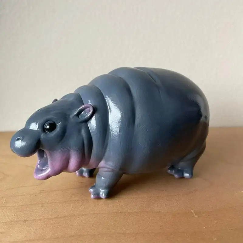 New-Hippo-Resin-Figurines-Moo-Deng-Baby-Hippopotamus-Sculpture-Desk ...