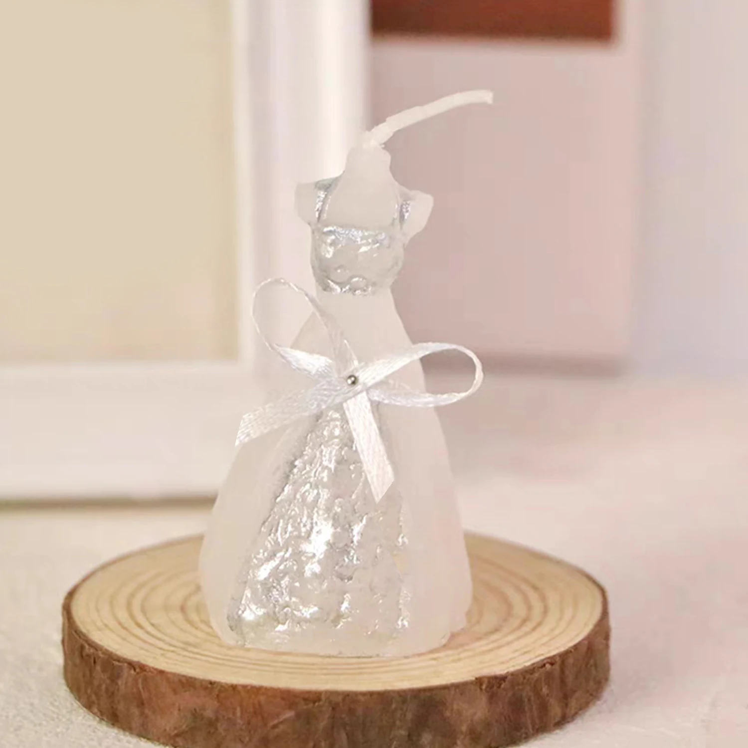 1-PC-White-Wedding-Bride-Dress-Shape-Design-Candle-Elegant-Bridal ...