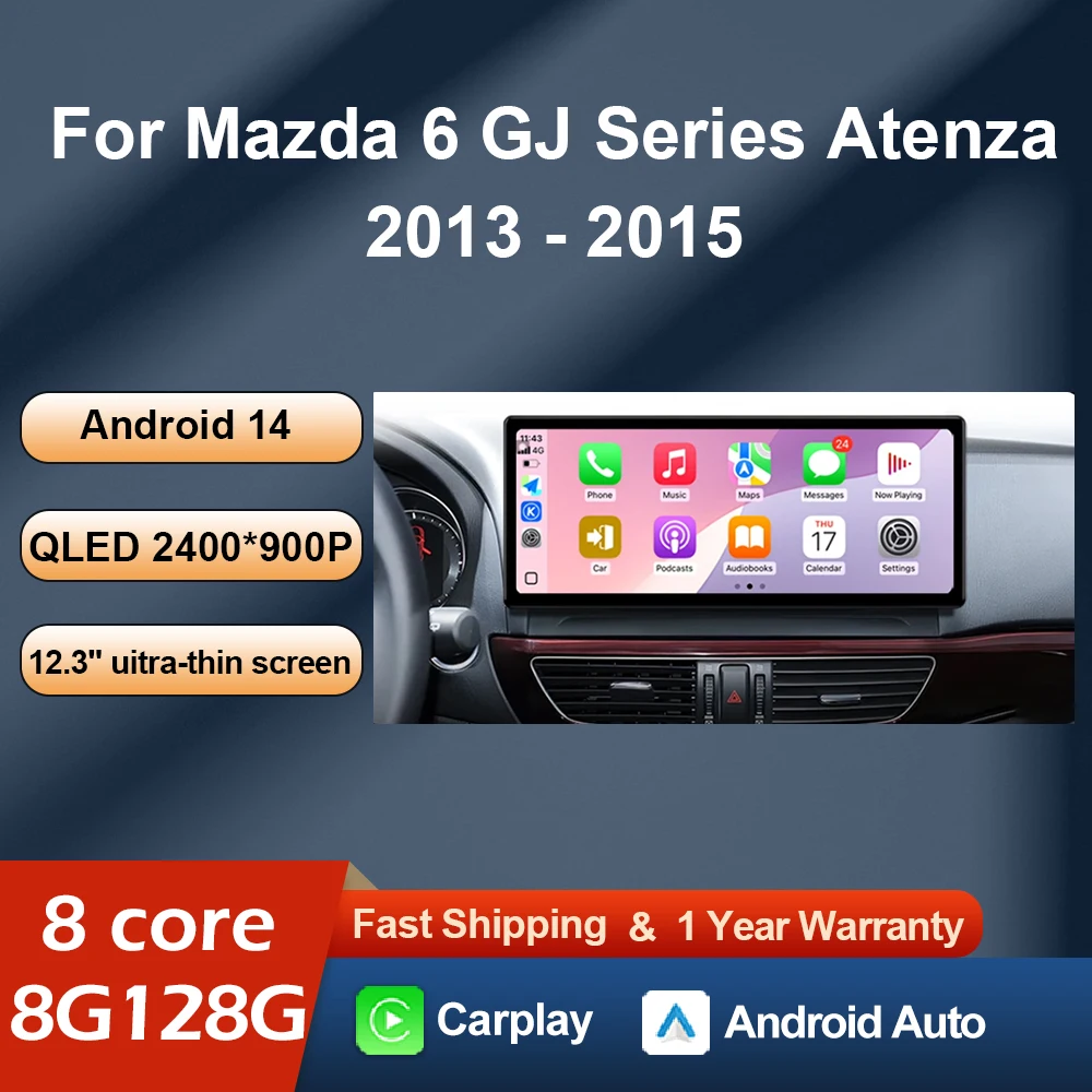For Mazda 6 GJ Series Atenza 2013 2014 2015 Wireless Carplay Android ...