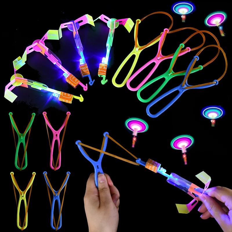 10pcs-Flash-Rocket-Toy-LED-Lights-Glowing-Slingshot-Rocket-Helicopter ...