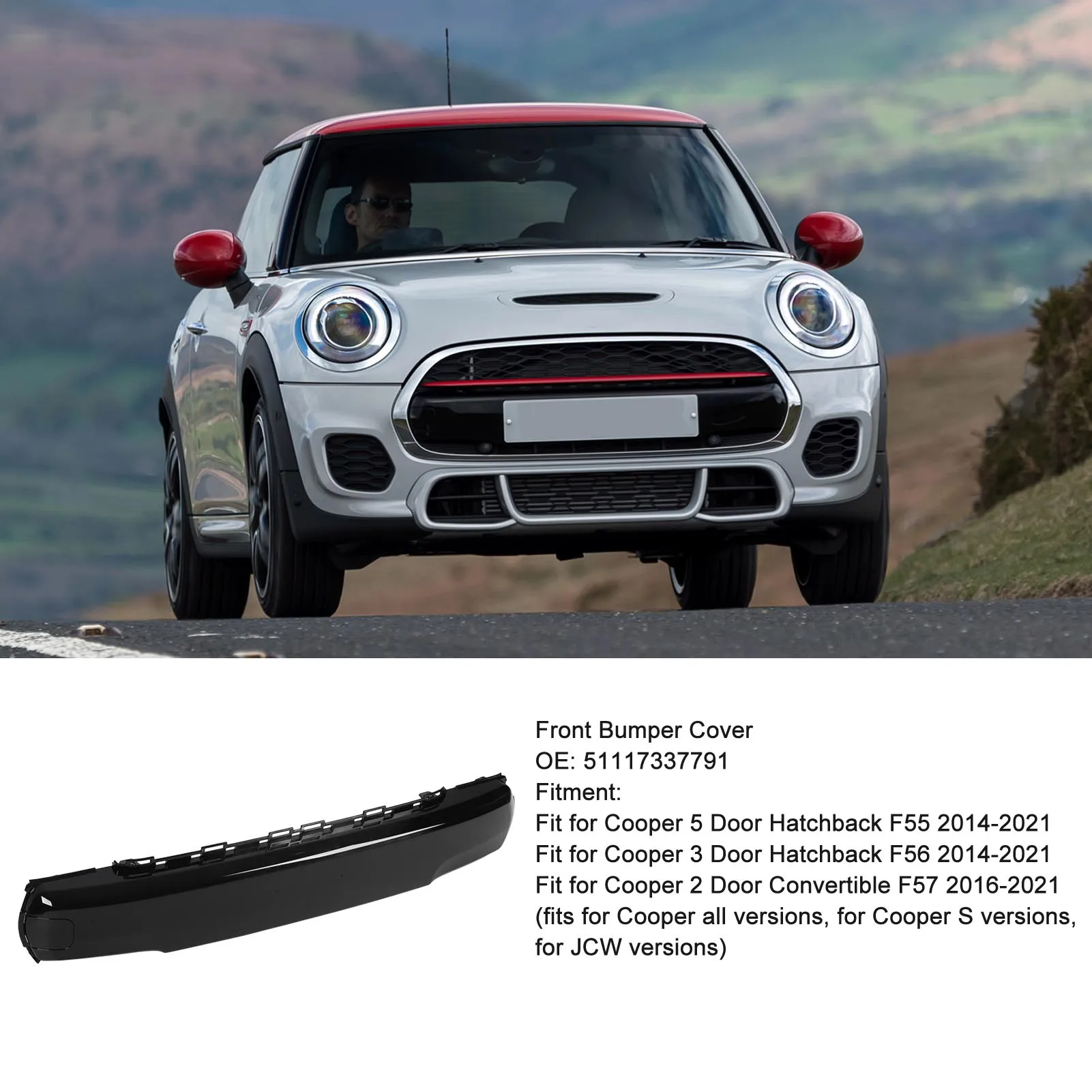 Front Bumper Cover for JCW Front Bumper Cover Black Scratch Resistant ...