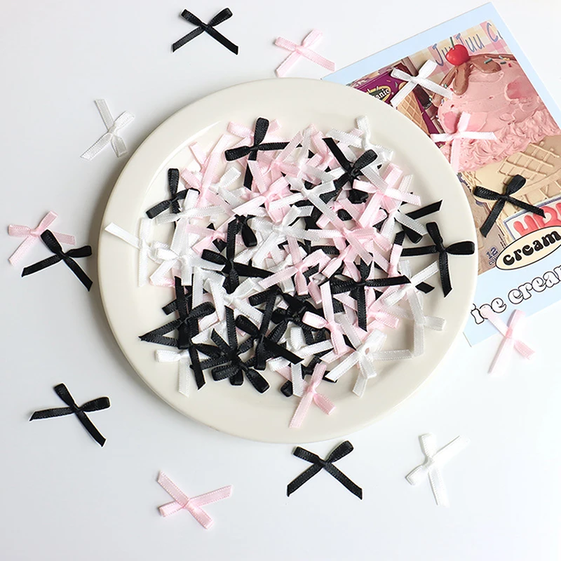 100pc-2x3cm-Fresh-Pink-Ribbon-Bows-Small-Size-Satin-Ribbon-Bow-Flower ...