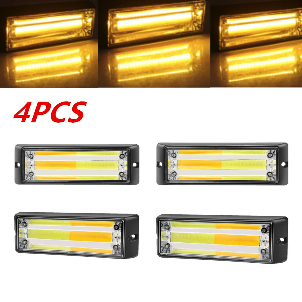 4PCS-COB-LED-Strobe-Light-Car-Truck-Flashing-Emergency-Warning-Lights ...