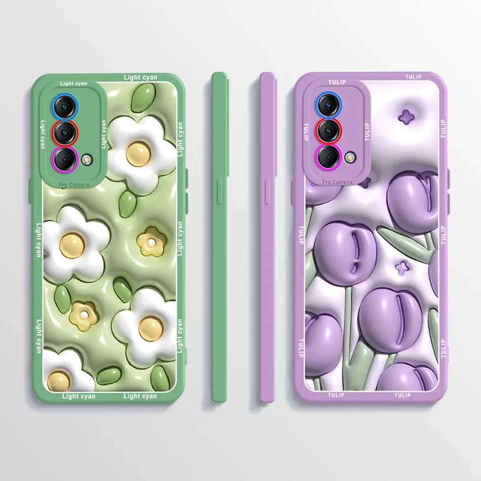 For-Cover-Realme-GT-Master-Case-RMX3363-Fashion-Flower-Matte-TPU-Soft ...