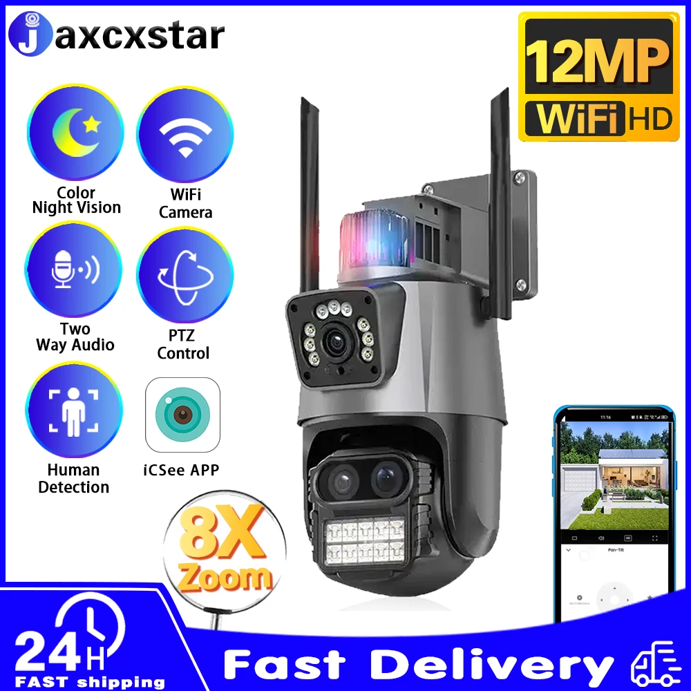 Wireless-Outdoor-12MP-WiFi-Security-PTZ-Camera-ICSee-Smart-Three-Lens ...