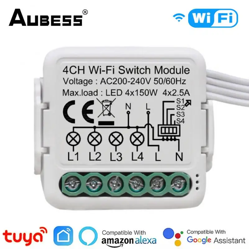 Tuya smart wifi interruptor mini interruptor de relé interruptor 3 ch/4 ...