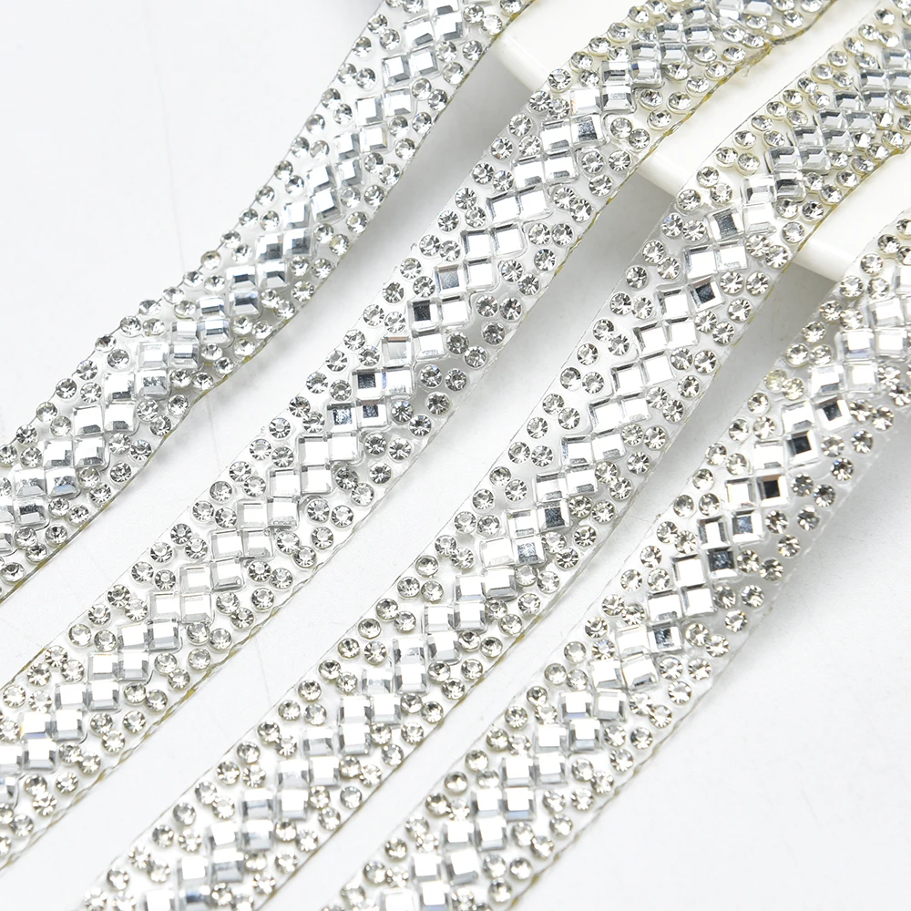 2-Yards-1-2cm-Hot-Fix-Rhinestone-Trim-Crystal-Ribbon-Strass-Chain-Tape ...