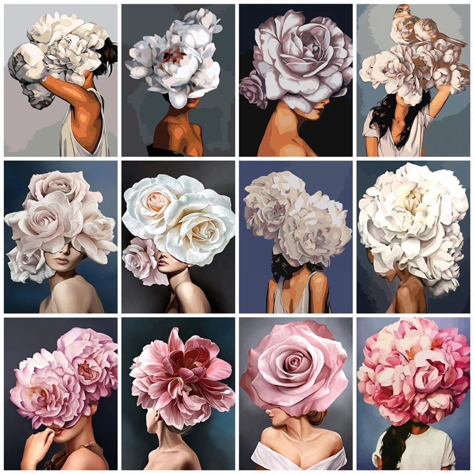 AZQSD-Abstract-Painting-By-Number-Beautiful-Flower-Women-Modern-DIY ...