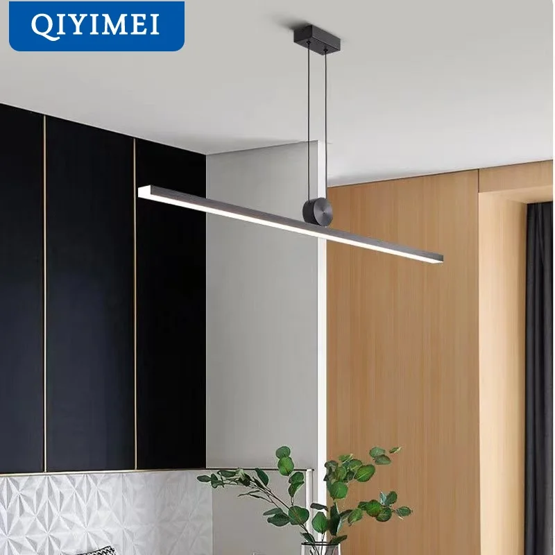 Modern-Long-Strip-Led-Pendant-Lamp-For-Dining-Table-Minimalist-Indoor ...