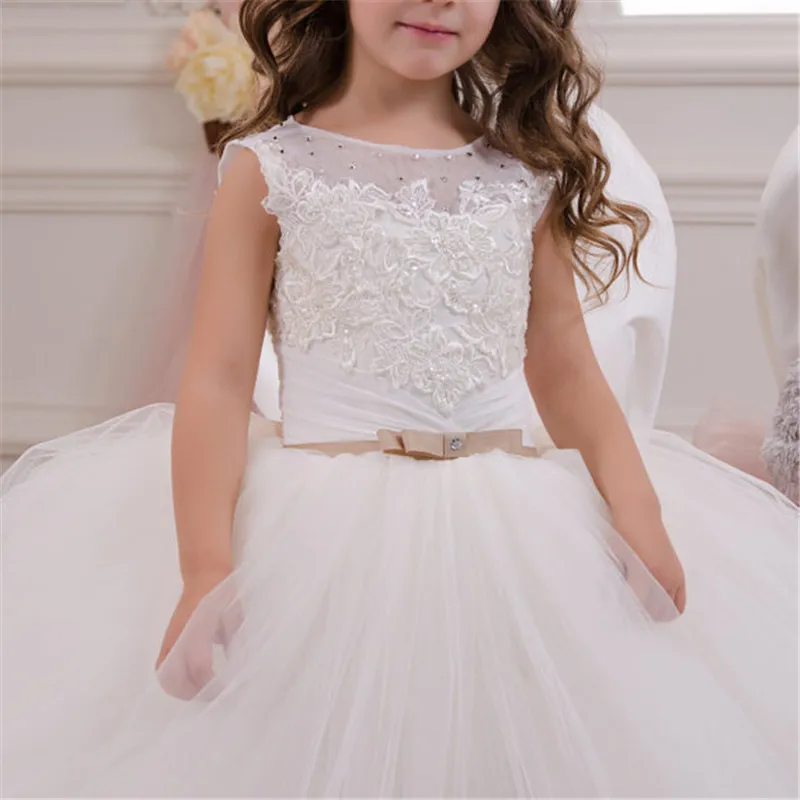New-Teenage-Girl-Princess-Lace-Solid-Dress-Kids-Flower-Embroidery ...