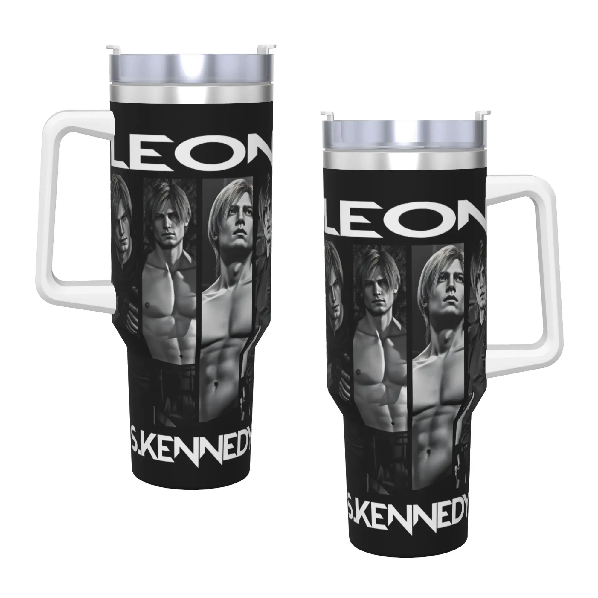 Stainless Steel Tumbler Leon Kennedy Mugs Cup With Straws Residents ...